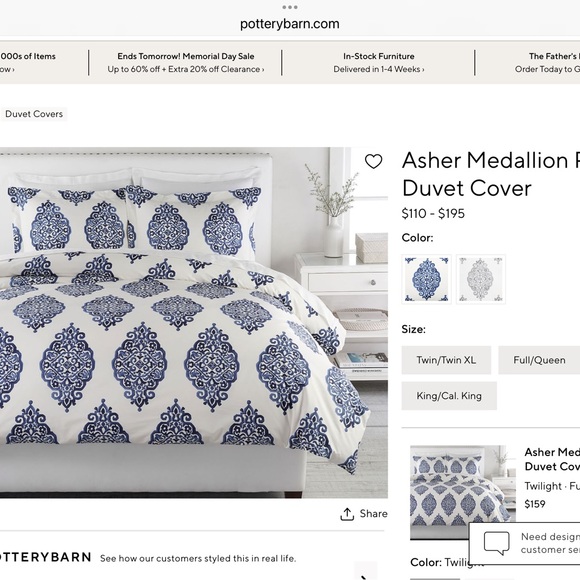 Pottery Barn | Bedding | Pottery Barn Blue And White Asher Medallion ...